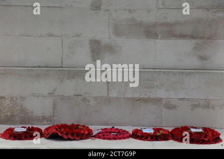 Poppies are seen on the Cenotaph during the Remembrance Day Service at ...