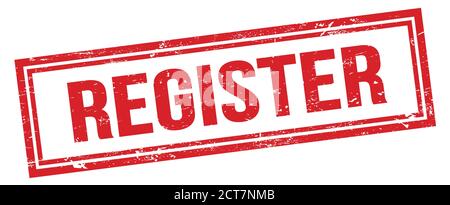 REGISTER red grungy rectangle stamp sign Stock Photo - Alamy