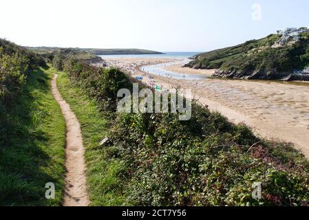 A view of the River Gannel estuary and Crantock Beach near Newquay in ...