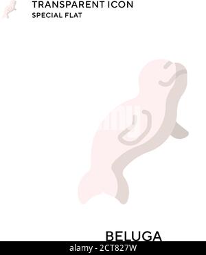 Beluga whale icon. Flat illustration of beluga whale vector icon for ...