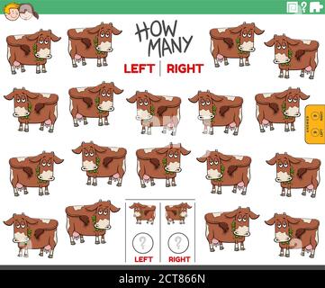 Maths game with pictures of cow and farm barn for children, easy level ...