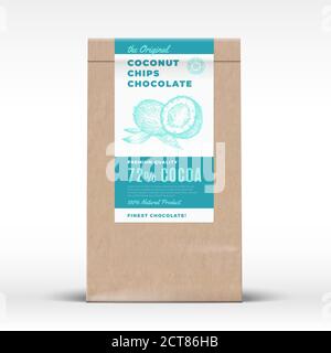 Coconut chocolate packaging Vector realistic. 3d label design product ...