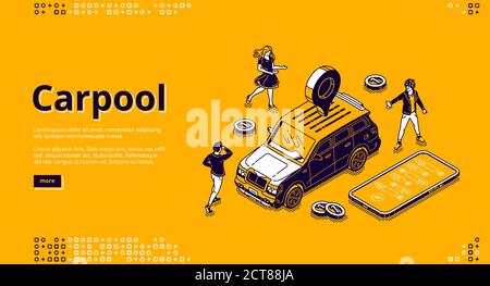 Carpool service vector website landing page design template Stock ...