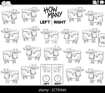 Maths game with pictures of cow and farm barn for children, easy level ...