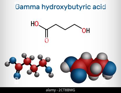 Gamma-hydroxybutyric acid (GHB, oxybate, liquid ecstasy) molecule ...