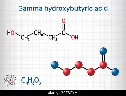 Gamma-hydroxybutyric acid (GHB, oxybate, liquid ecstasy) molecule ...