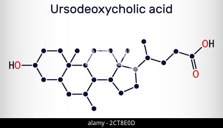 Ursodeoxycholic acid, ursodiol, UDCA molecule. It is used as cholagogue ...