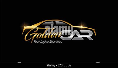 Vintage car icon in gold glitter texture. Sparkle luxury style vector ...