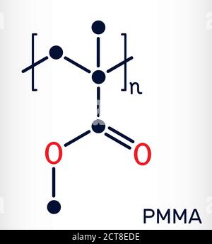 Acrylic glass or poly(methyl methacrylate), chemical structure. PMMA is ...