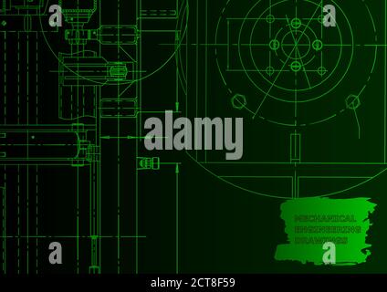 Mechanical engineering drawings. Engineering. Light green. Grid Stock ...