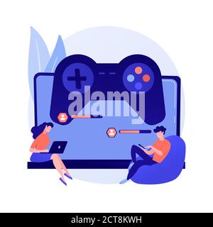 Cross-platform play abstract concept vector illustration. Remote games ...