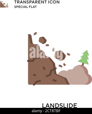 Landslide Icon. Land Slide Earthquake Mountain Disaster Danger Risk ...