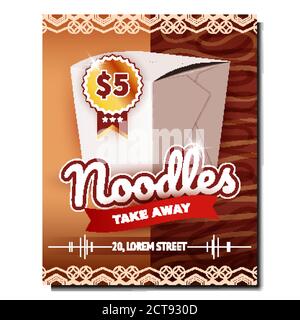 Noodles Take Away Creative Promo Poster Vector Stock Vector Image & Art ...