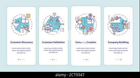 Customer development framework onboarding mobile app page screen with ...