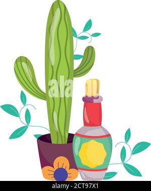 mexican independence day, cactus tequila bottle bunting decoration ...