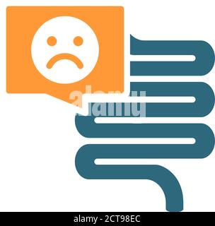 Sad stomach color icon. Unhealthy digestive system. Gastrointestinal ...