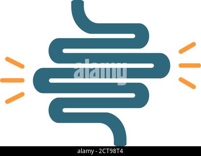 Sigmoid colon volvulus colored icon. Diseases internal organ, intestine ...