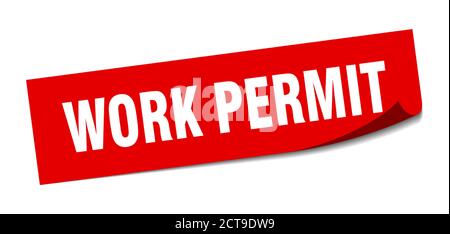 work permit sticker. square isolated peeler sign. label Stock Vector ...