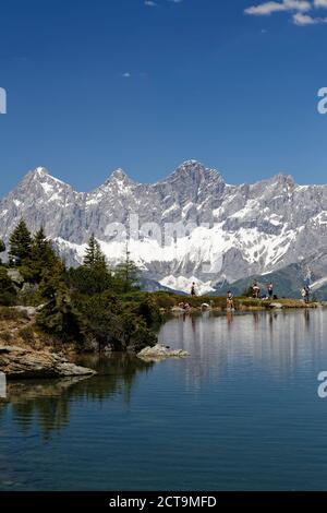Austria, Styria, Liezen District, Tauern, View to Dachstein, Lake ...