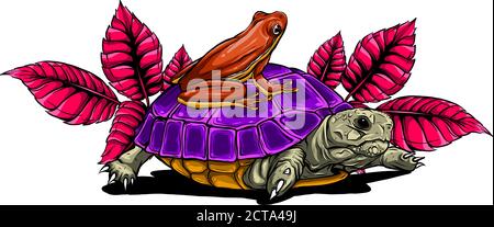 cartoon turtle and frog vector illustration art Stock Vector Image ...