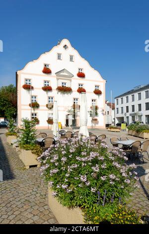 Germany, Bavaria, Upper Bavaria, Koesching, Townhall and Parish Church ...