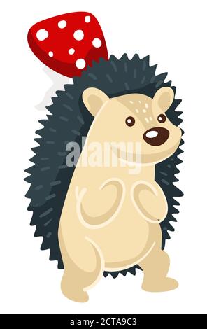 Cute spiky, prickly, hedgehog and mushroom seamless pattern background ...