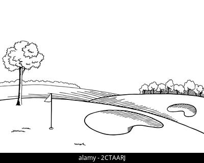 Golf course graphic color landscape sketch illustration vector Stock ...
