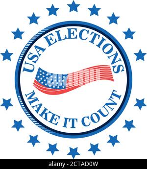 usa elections flag in circle flat style icon vector illustration design ...
