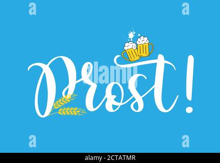 Hand sketched Prost in German word as banner. Translated Cheers ...