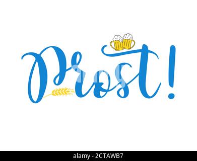 Hand sketched Prost in German word as banner. Translated Cheers ...