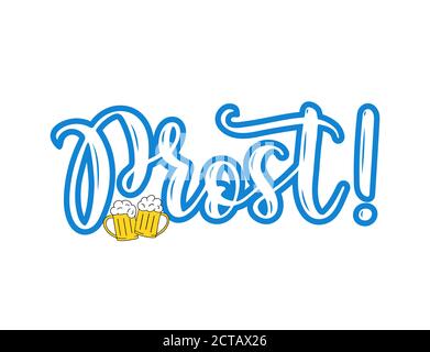 Hand sketched Prost in German word as banner. Translated Cheers ...