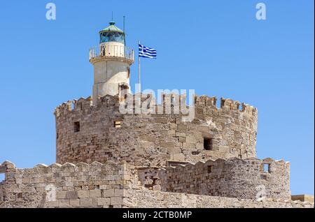 Rhodes Tower of St. Nicholas, Greece Stock Photo - Alamy