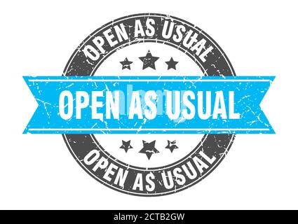 open as usual ribbon label sign set. open as usual banner Stock Vector ...