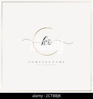 KO Initial Letter handwriting logo hand drawn colorful box vector, logo ...