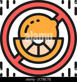 Citrus allergy, illustration or icon, vector on white background Stock ...