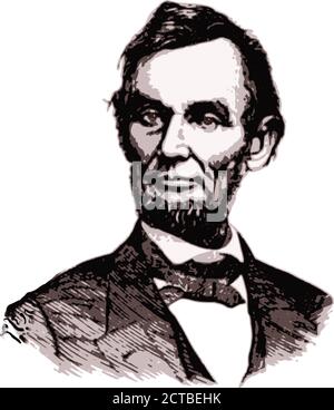 Abraham Lincoln clipart, famous person vintage illustration vector ...