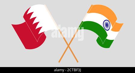 India and Bahrain flags for official meeting against background of ...