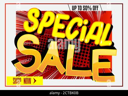 Comic book fashion sale social media post design. Cartoon colored ...