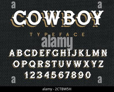 Old West typeface. Retro alphabet in western style. Slab Serif type ...