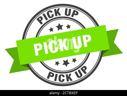 pick up stamp. round band sign set. ribbon label Stock Vector Image ...