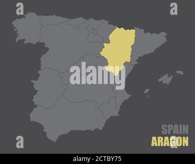 map of Aragon autonomous community of Spain and location on Spanish map ...