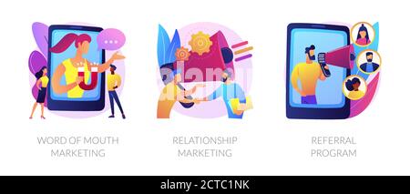 Customer loyalty abstract concept vector illustration set. Relationship ...