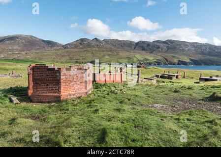 The ruins of Lenan Head fort at the north coast of County Donegal ...