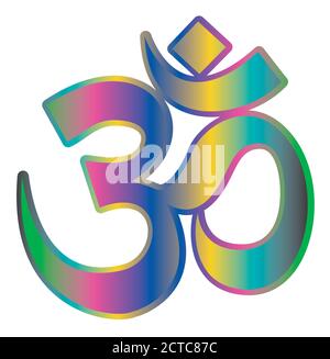 Hinduism Hindu God Om Icons Set Vector India Krishna Sculpture Indian