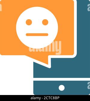 Smartphone with neutral face colored icon. Client unsatisfaction, not ...