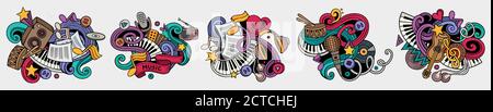 Music cartoon vector doodle designs set Stock Vector Image & Art - Alamy