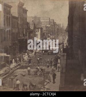 Laying the Nicolson pavement in Mercer St, New York Hand-colored ...