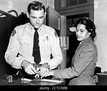 ROSA PARKS (1913-2005) American civil rights activist. Police mug shot ...