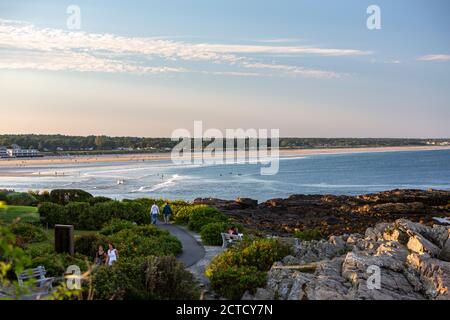 People walking along Marginal Way, Ogunquit Beach, Ogunquit, Maine, USA ...