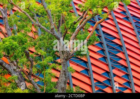 Close up of the facade of the NUS University Sports Centre, Singapore ...